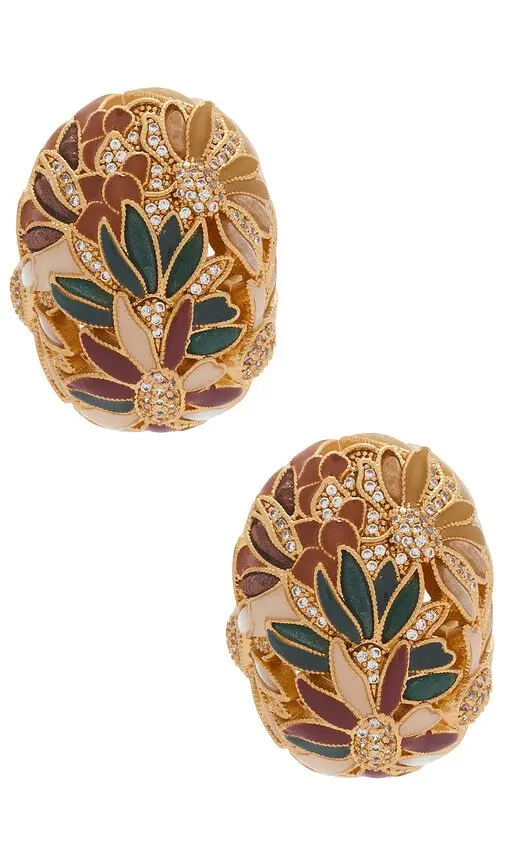 Zimmermann Botanica Stud Earrings In Metallic Gold - Multi