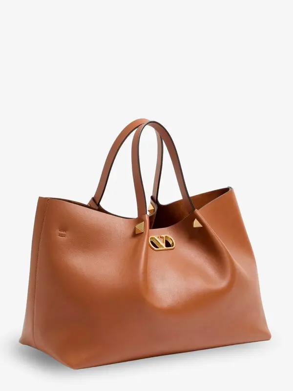 Valentino Garavani Vlogo Signature Leather Tote Bag - Brown