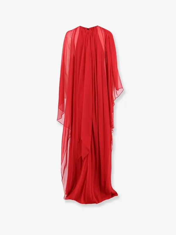 Alberta Ferretti Viscose Long Dress With Voile Cape