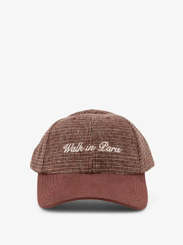WALK IN PARIS Hounstooth Pattern Hat - Brown