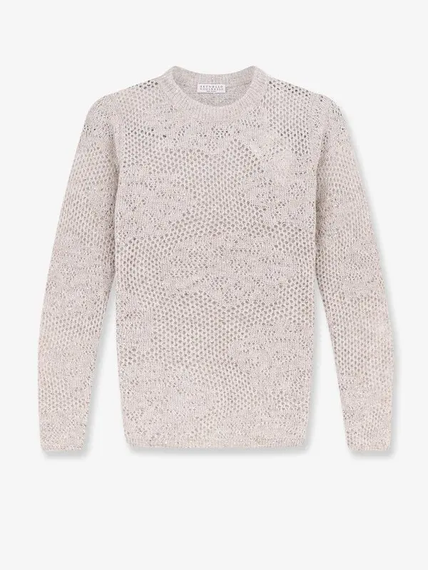 Brunello Cucinelli Mohair And Virgin Wool Blend Sweater With Allover Dazzling Detail