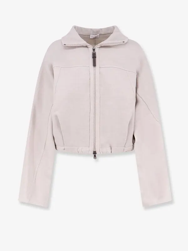 Brunello Cucinelli Virgin Wool Bomber With Drawstring - Grey