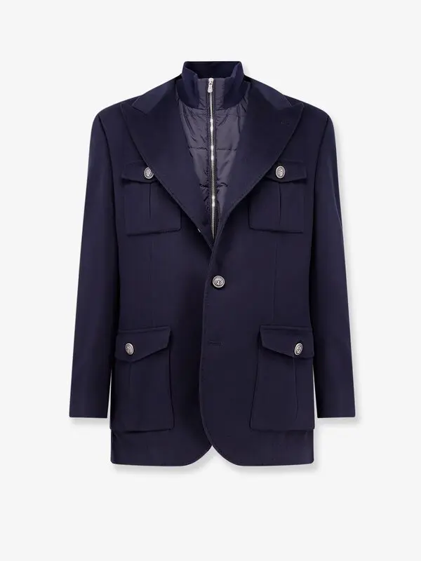 Brunello Cucinelli Virgin Wool Jacket With Internal Padded Vest
