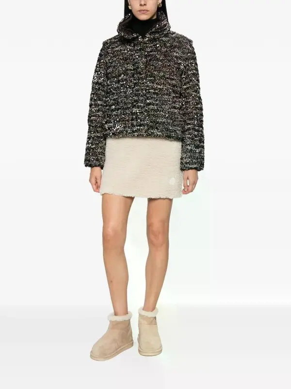 Moncler Fleece Logo-patch Mini Skirt - Neutrals