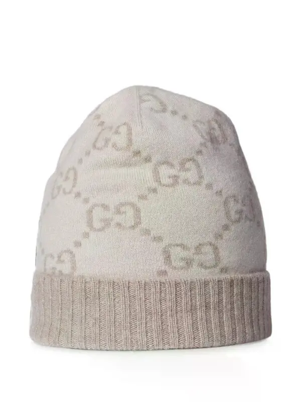 Gucci Gg Cashmere Jacquard Hat - Neutrals
