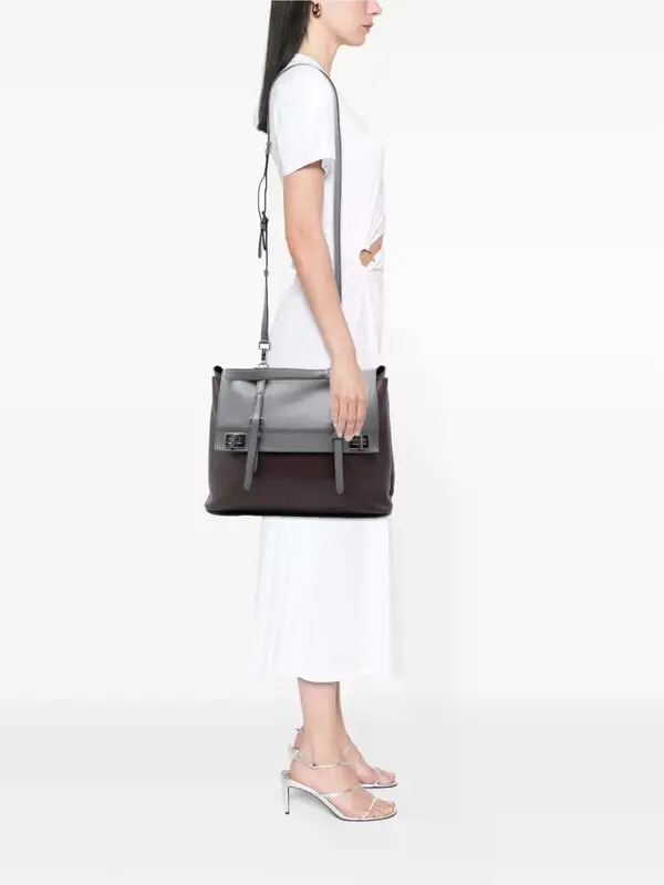 Prada 2000-2013 Large Bicolor City Calf Double Flap Satchel