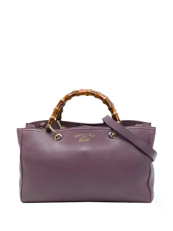 Gucci 2016-2026 Medium Calfskin Bamboo Shopper Satchel - Purple