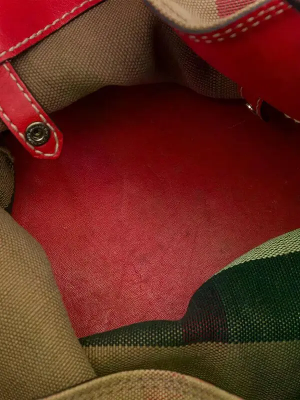 Burberry 2000-2017 Medium Mega Check Canvas Ashby Bucket Bag Satchel