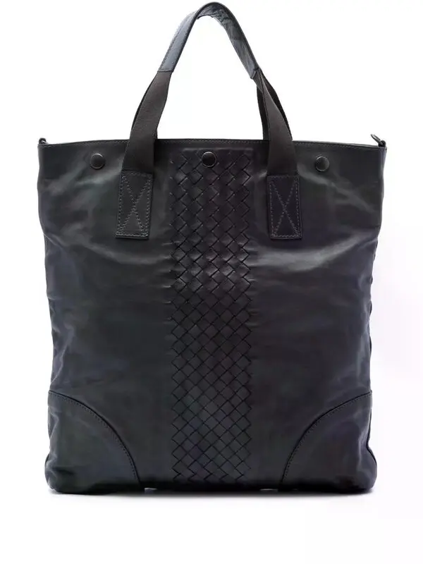 Bottega Veneta 2012-2026 Intrecciato Trimmed Nappa Convertible Tote Satchel - Black
