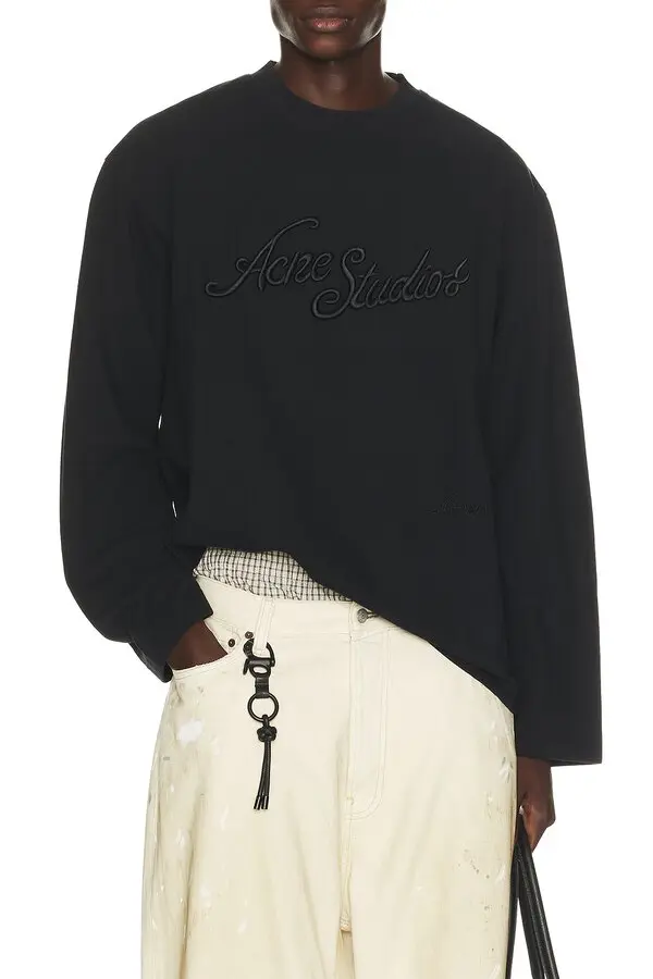 Acne Studios Exford U Ls Pique Venice Logo In Black