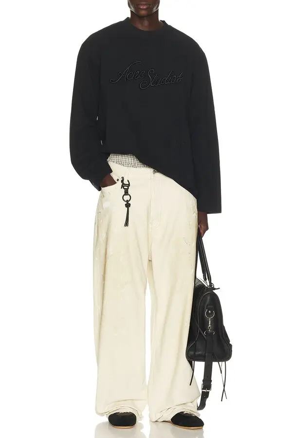 Acne Studios Exford U Ls Pique Venice Logo In Black