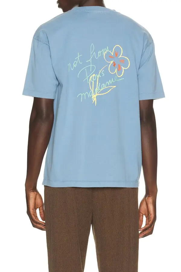 Drole De Monsieur Esquisse Slogan Tee Shirt In Blue