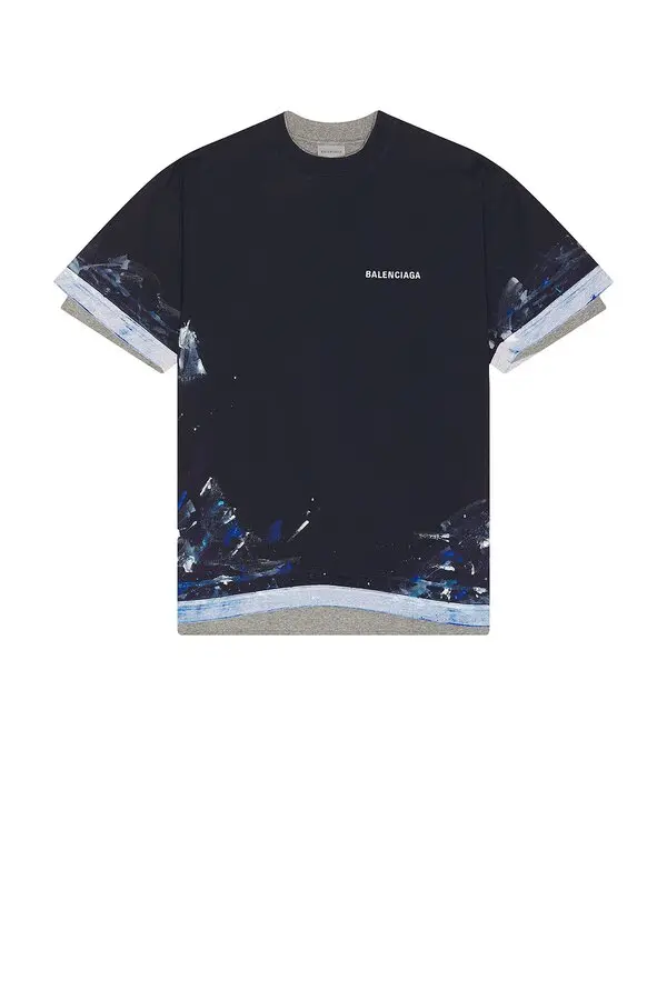 Balenciaga Layered Tee Shirt In Blue
