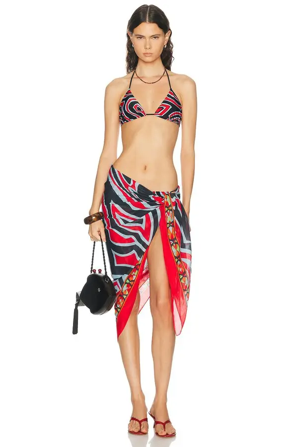 Emilio Pucci Lycra Triangle Bikini Bra Top In Navy