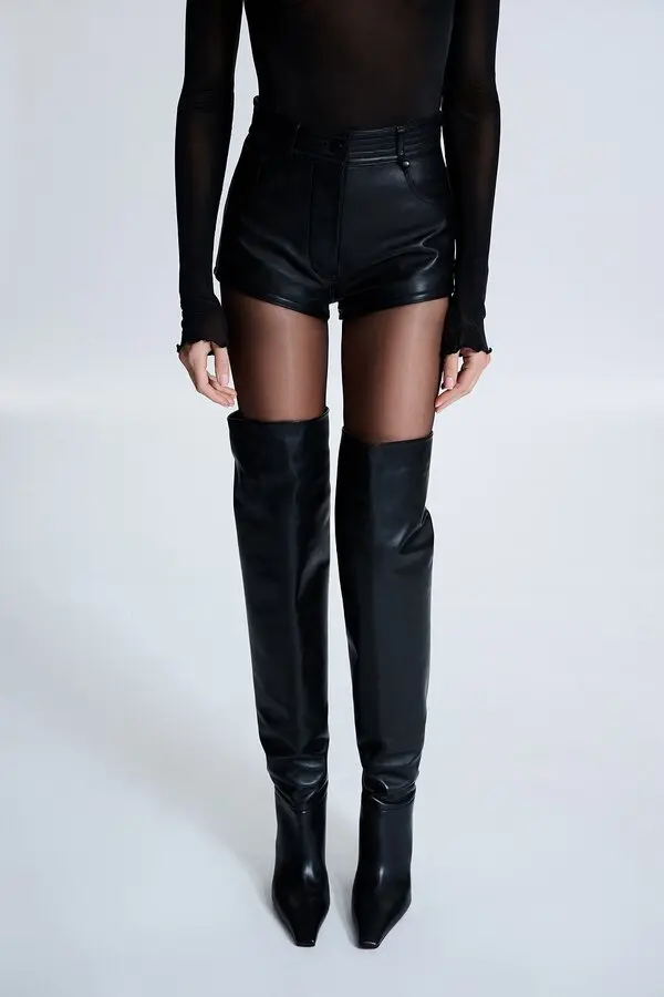 Revolve Leonora Leather Short - Black