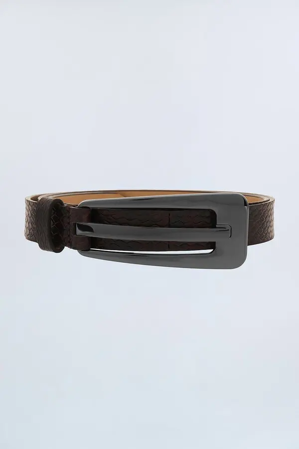Revolve Mini Grande Belt In Burgundy - Burgundy Python Print