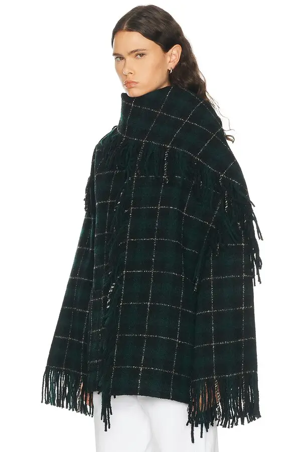 TOTEME Fringed Scarf Jacket In Green - Pine & Black