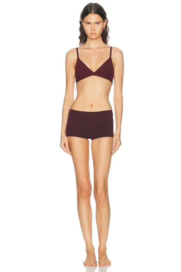 SKIMS Everyday Cotton Boyshort In Burgundy - Currant