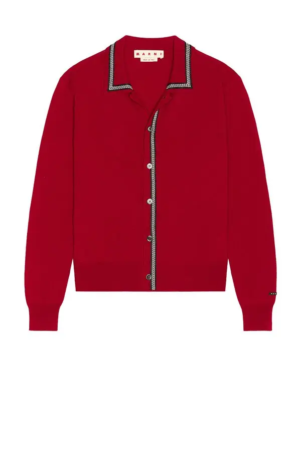 Marni Cardigan With Polo Cardigan In Red