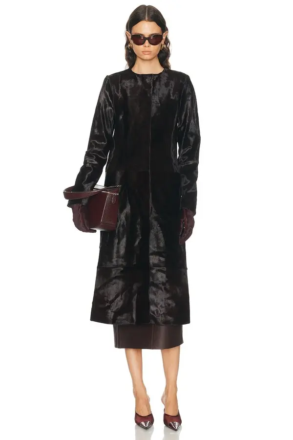 Simkhai Bowie Collarless Coat In Burgundy