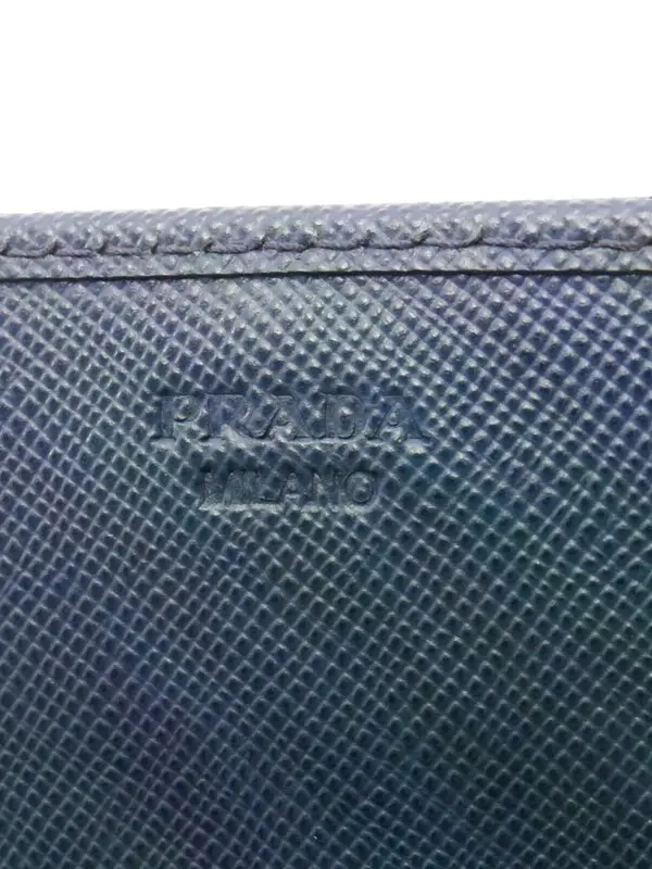 Prada 2000s Saffiano Leather Chain Wallet - Blue