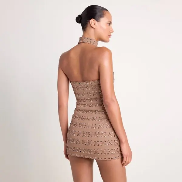 SKIMS Waxed Cotton Mini Dress | Medium Neutral | | Ludovic De Saint Sernin X