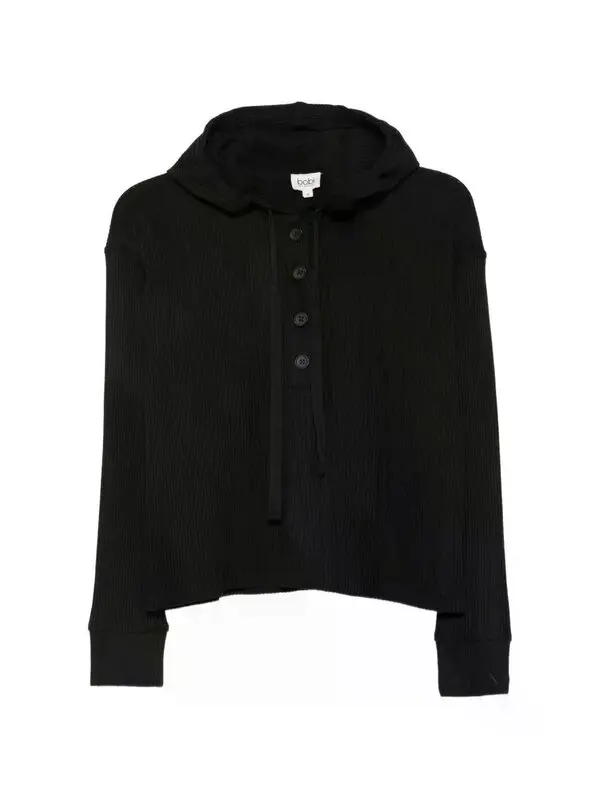 BOBI Waffle-knit Button-front Hoodie