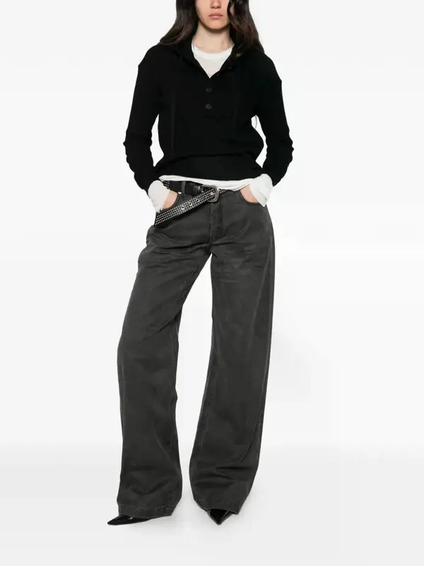 BOBI Waffle-knit Button-front Hoodie