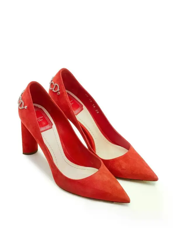 Dior Cd Link Pointed-toe Pumps - Orange