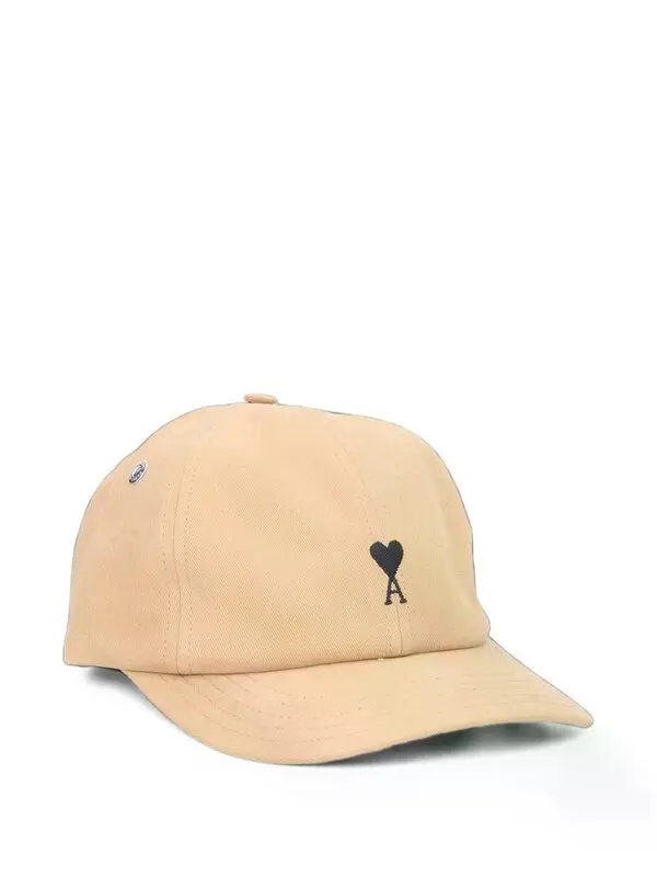 AMI Paris Beige Cotton Cap With De Coeur