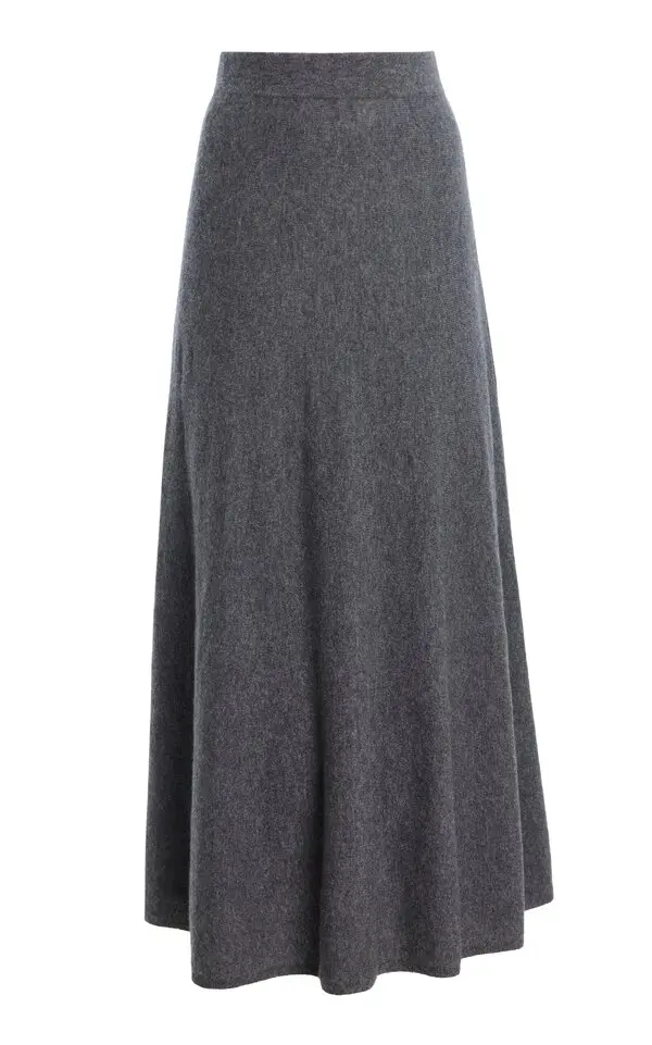 LISA YANG Torie Cashmere Midi Skirt - Grey