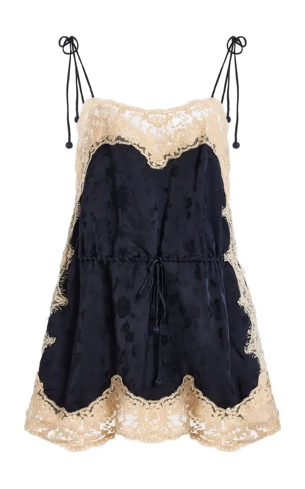 Sea Shay Lace-trimmed Jacquard Camisole Top - Navy