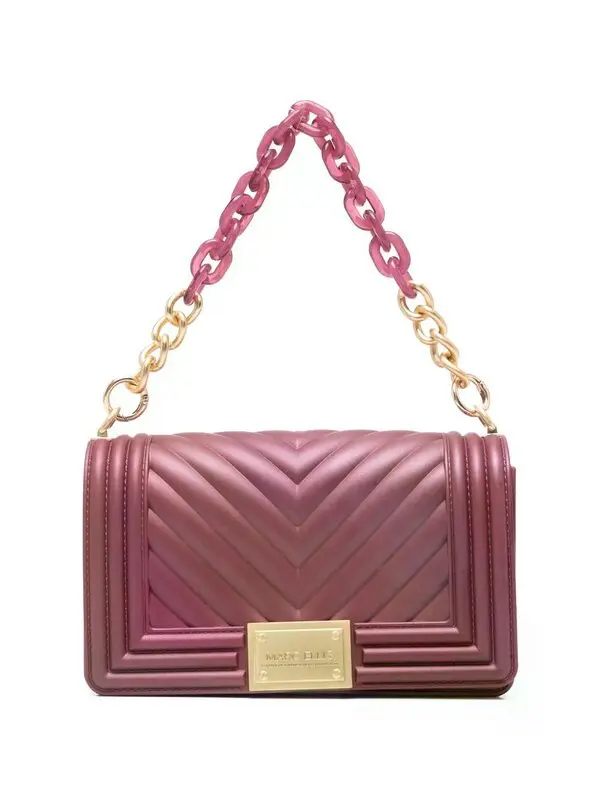 MARC ELLIS Small Flat 27 Chevron-quilted Logo-plaque Tote Bag - Red
