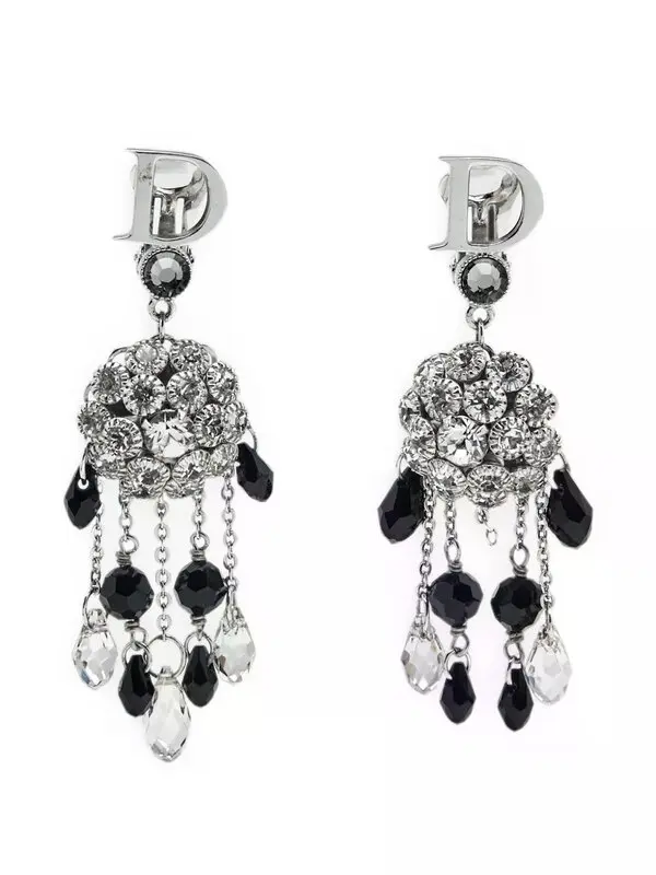 Dior Logo Crystal Chandelier Earrings
