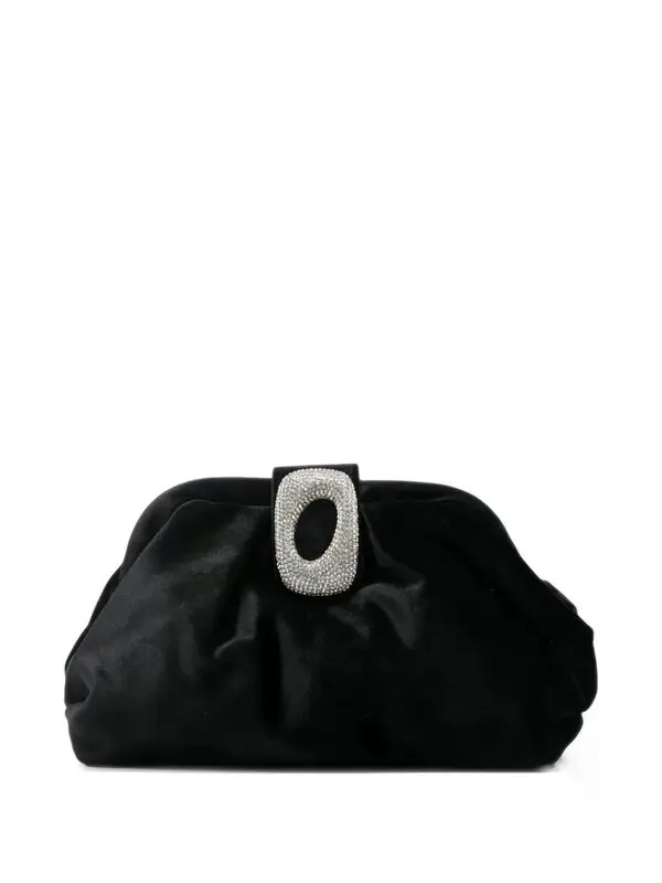 TWENTY FOURHAITCH Crystal-buckle Velvet Clutch Bag - Black
