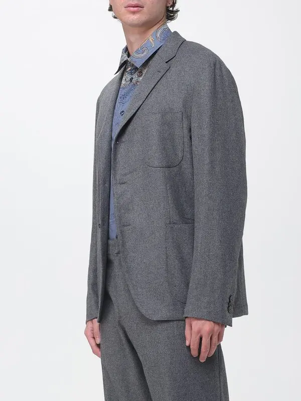 Etro Single-breasted Wool Blend Blazer With Peak Lapels And Patch Pockets
