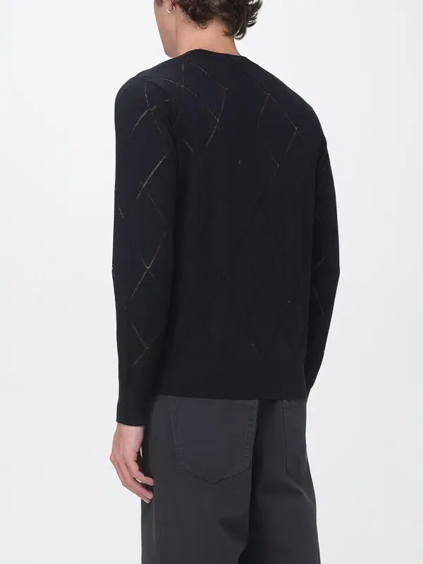 Dries Van Noten Slim Fit Openwork Wool Jumper With Crew Neck - Black