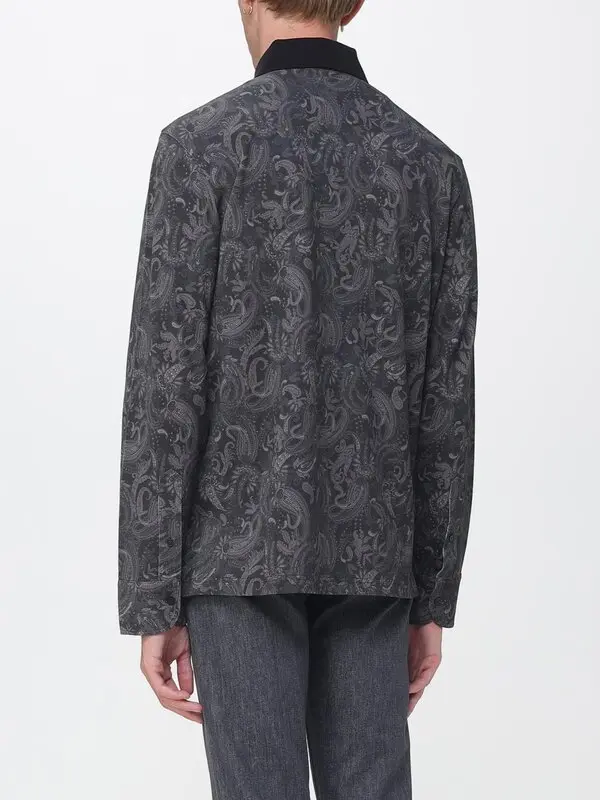 Etro Long-sleeved Paisley Print Cotton Piqué Polo Shirt