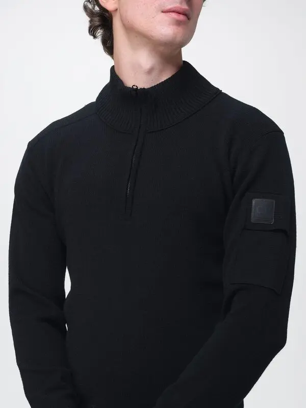C.P. COMPANY Half-zip Mock Neck Jumper In Virgin Wool