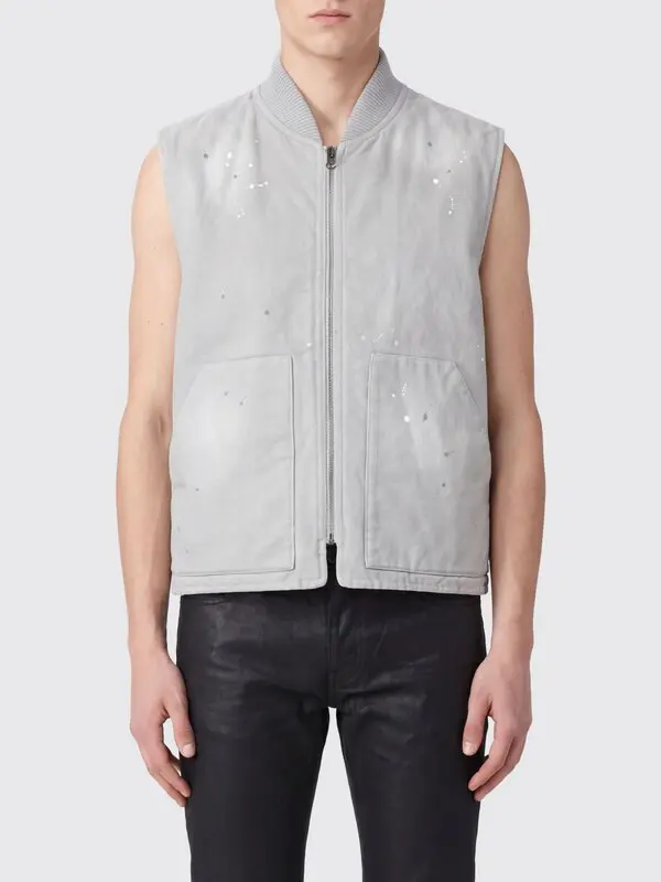 MAISON MARGIELA Cotton Waistcoat With Bomber Collar And Elasticated Hem - Grey