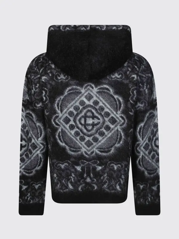 Casablanca Relaxed Fit Monogram Wool And Mohair Blend Zip-up Hoodie