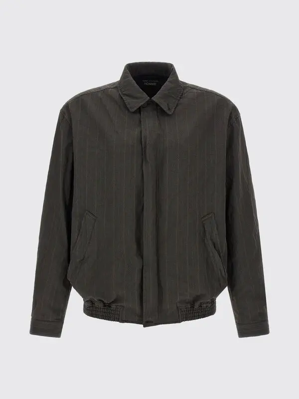 Comme Des Garçons Striped Polyester Shirt Jacket With Concealed Closure