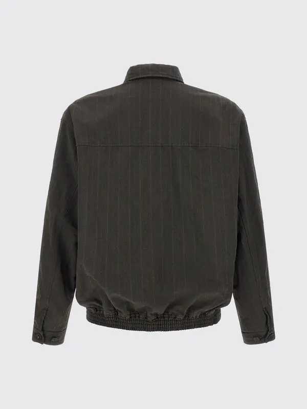 Comme Des Garçons Striped Polyester Shirt Jacket With Concealed Closure