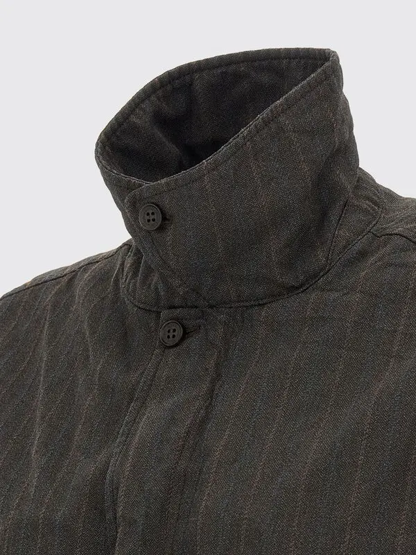 Comme Des Garçons Striped Polyester Shirt Jacket With Concealed Closure