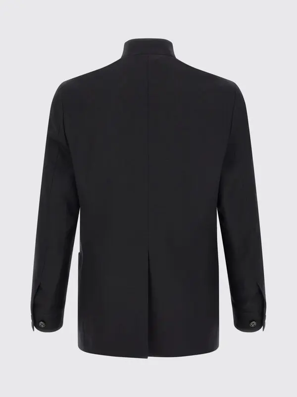 LARDINI Slim Fit High-neck Single-breasted Stretch Virgin Wool Blazer