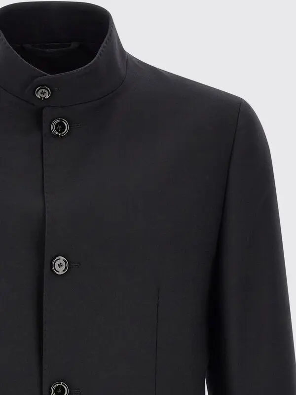 LARDINI Slim Fit High-neck Single-breasted Stretch Virgin Wool Blazer