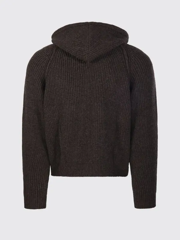 DUNST Hooded Ribbed Wool-blend Cardigan With Zip Closure - Brown