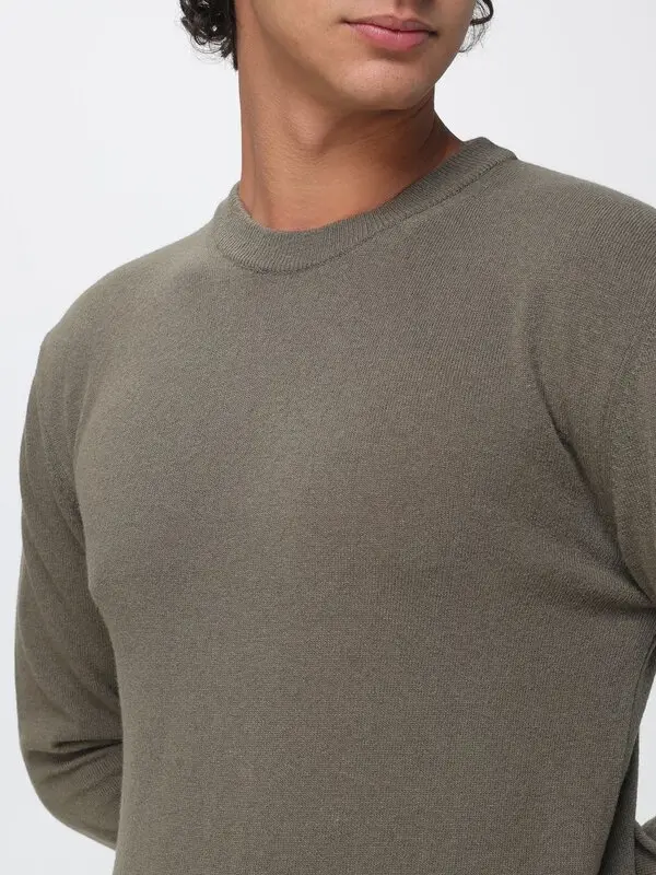 Woolrich Crewneck Long-sleeved Pure Wool Jumper With Ribbed Trims - Olive