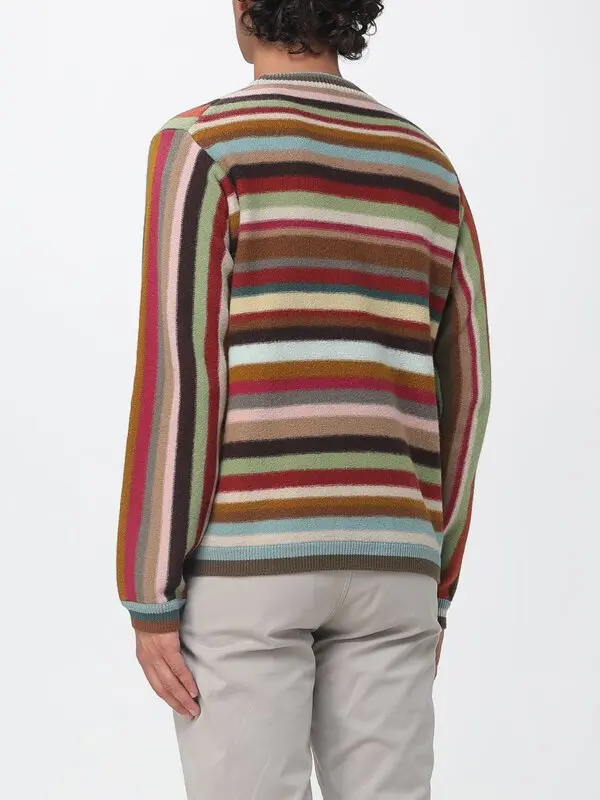 Paul Smith Multicolour Striped Merino Wool Crewneck Jumper With Dropped Shoulders