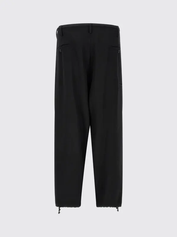 Yohji Yamamoto Wide-leg Pure Wool Trousers With Drawstring Hems